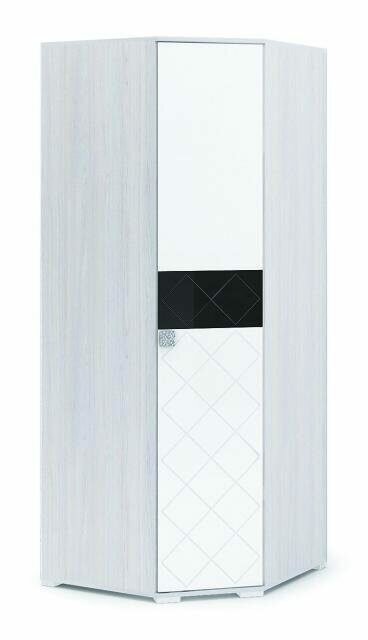 Шкаф угловой ШУ 021 «Сальма» распашной, МДФ (Дуб Анкор светлый/Белый глянец) 81х81х206