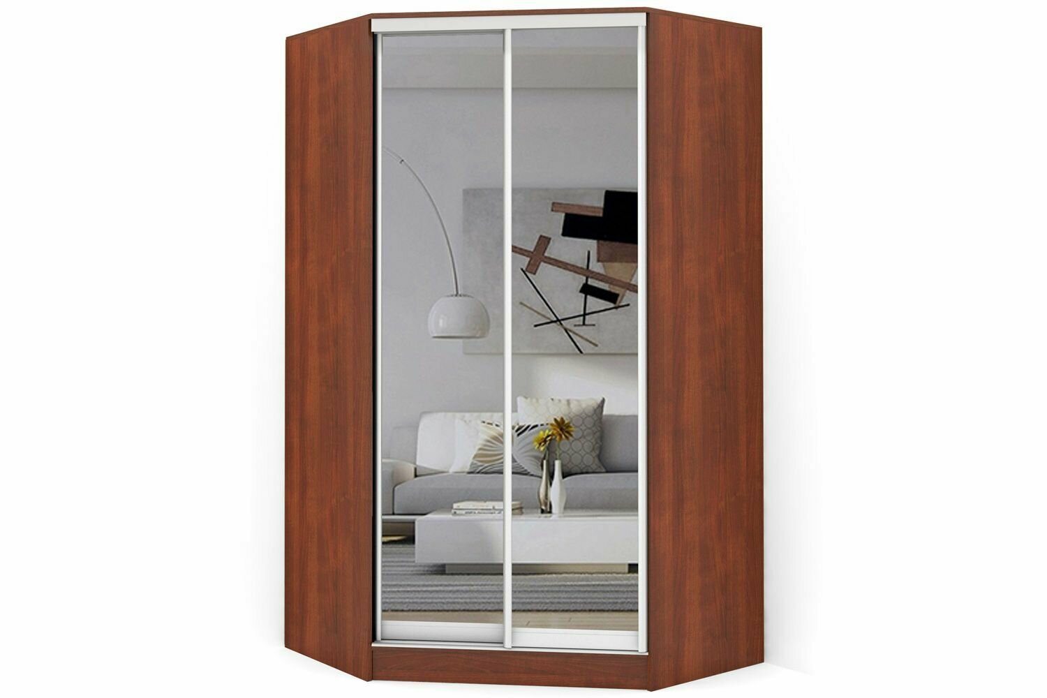 Шкаф-купе угловой МногоМеб Версаль Б/П/Б с ящиками и зеркалами, 110x110x220, двухдверный, ноче мария луиза