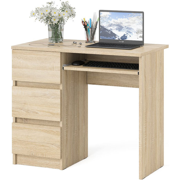 Стол компьютерный СВК Мори МС-6 три ящика слева, цвет дуб сонома размер ШхГхВ 90х50х76,6см НЕуниверсальная сборка