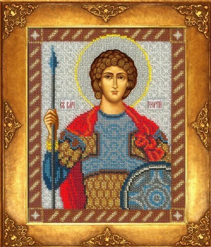 Набор для вышивания Русская искусница #316 Св. Георгий, Вышивка бисером, 18 x 22.5 см