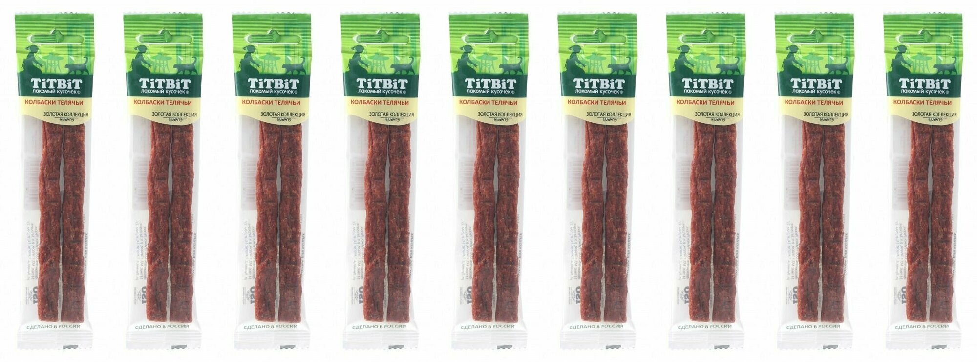 Titbit Лакомство для кошек Колбаски Телячьи, Золотая коллекция, 15 гр, 9 шт