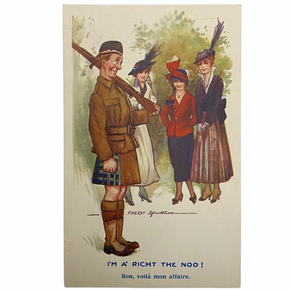 Почтовая открытка F. Spurgin "I'm a' richt the noo!" 1915-1930 гг. Франция