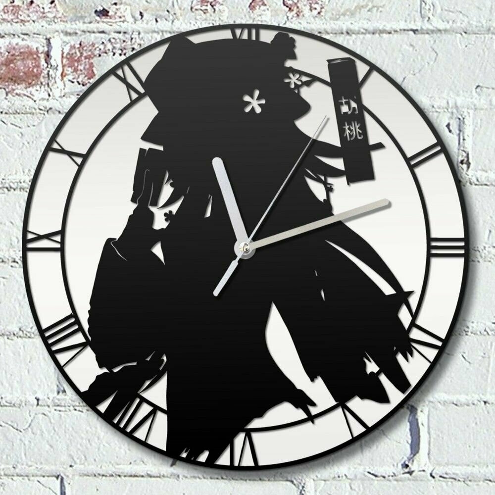 Настенные деревянные бесшумные часы игры геншин импакт - 2094