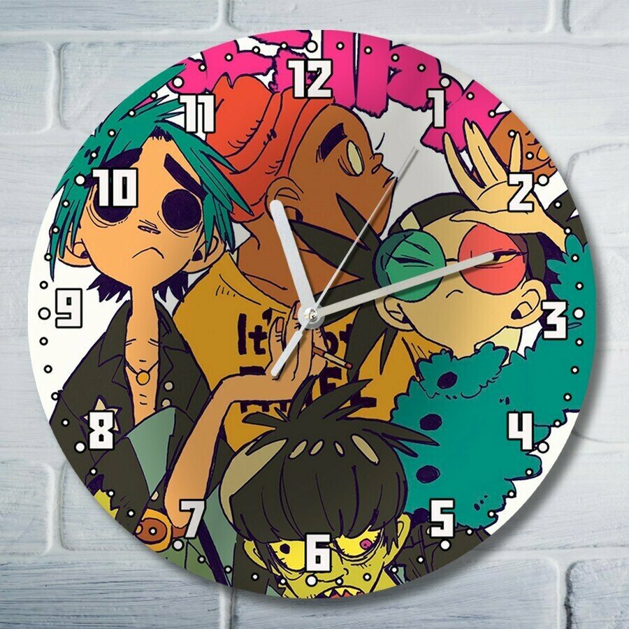 Настенные часы УФ с рисунком музыка Gorillaz - 3776