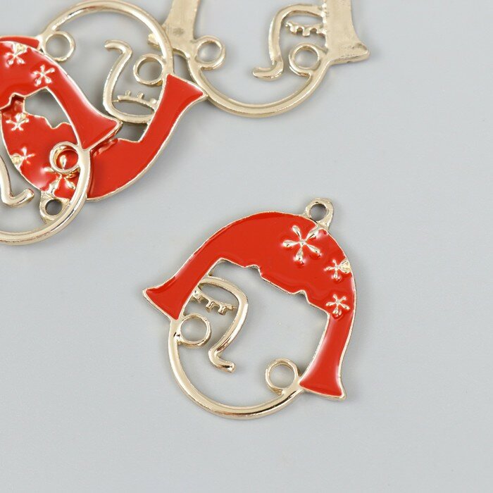 Декор для творчества металл, эмаль «Портрет девушки. Абстракция», оранж, золото, 3.1×3.8 см