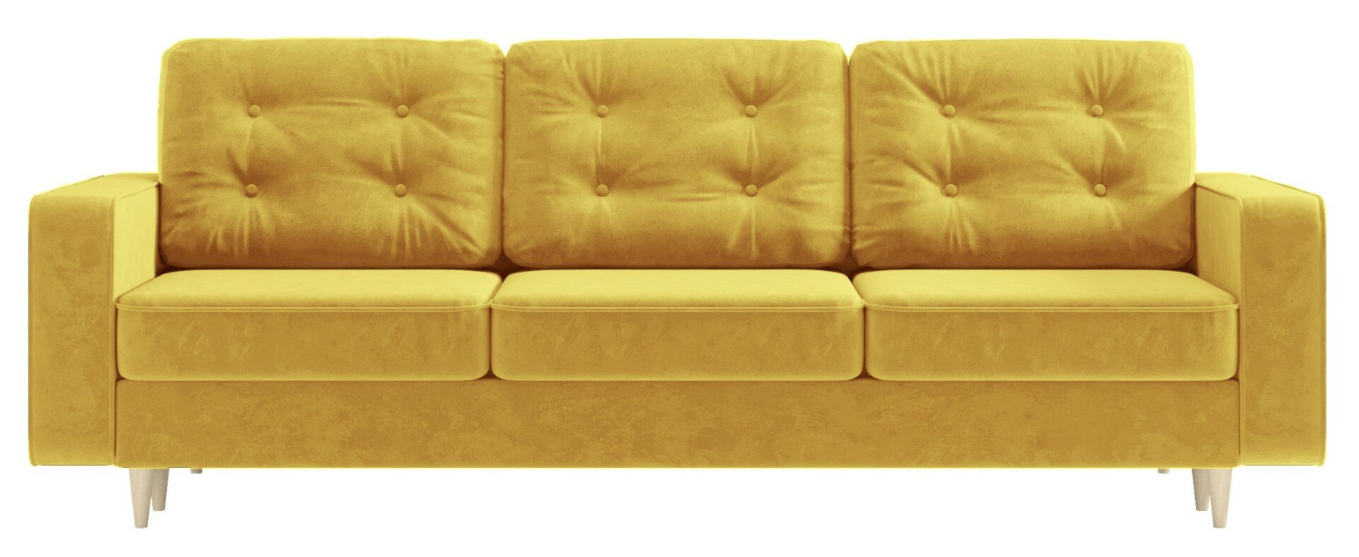 Диван трехместный Феличита, еврокнижка, в цвете желтый (Velutto 28)