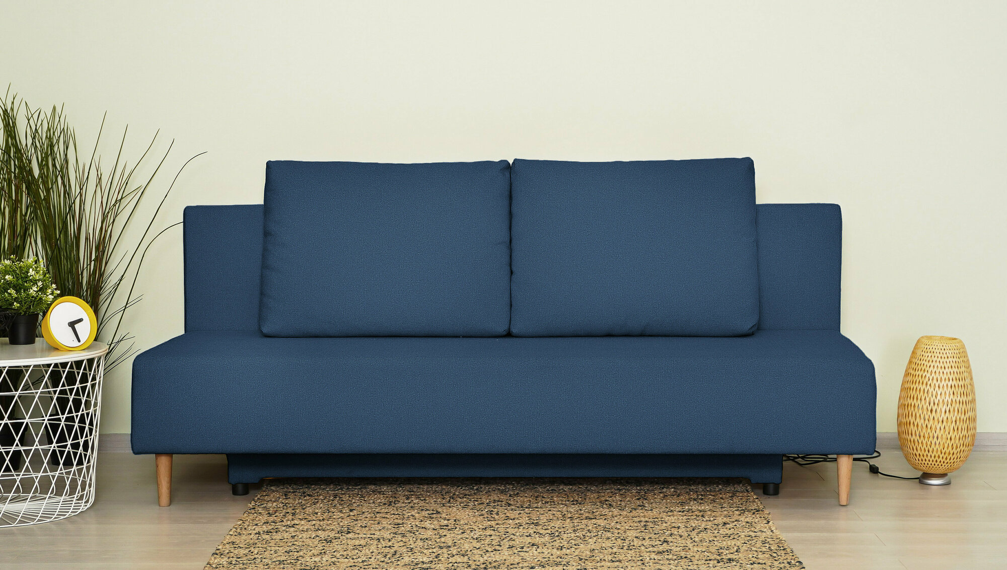 Диван-кровать Боден, диван прямой, раскладной Еврокнижка 193х88 Рогожка Bjork Demin Тёмно-синий