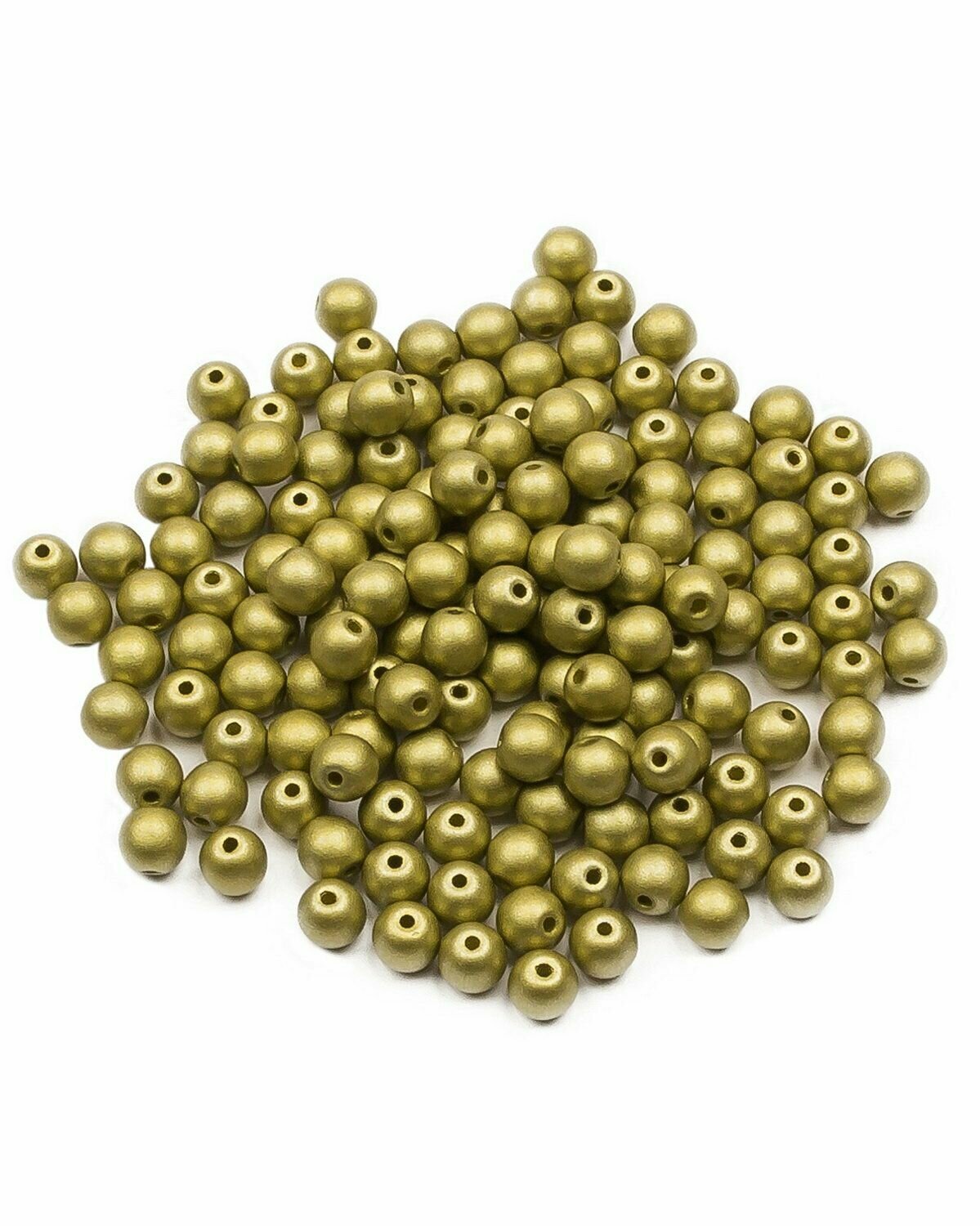 Стеклянные чешские бусины, круглые, Round Beads, 4 мм, цвет Alabaster Metallic Lime, 150 шт.