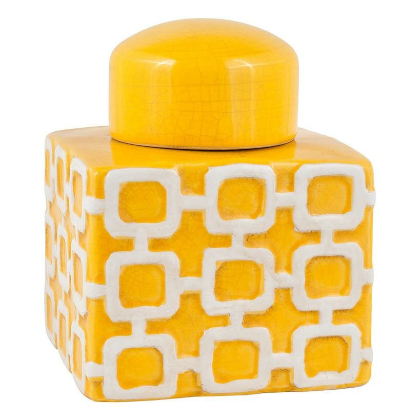 Ваза декоративная Decor of Today "Весёлый Калейдоскоп" DS0600, керамика, желтая