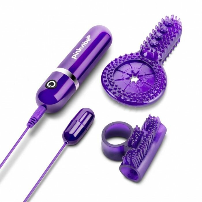 Набор из 2 фиолетовых эрекционных колец с вибрацией. Производитель - Pink Vibe.