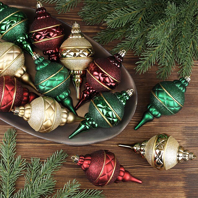 Набор елочных игрушек Vintage Christmas 15 см, 12 шт, пластик, Winter Deco, 220042