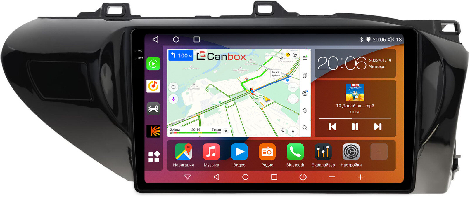 Штатная магнитола Toyota Hilux 8 2015-2024 (руль справа) Canbox EVO 2K 5830-10-2080 Android 14 (4G-SIM, 12/256, DSP, QLed, AI, 360) (авто без магнитол