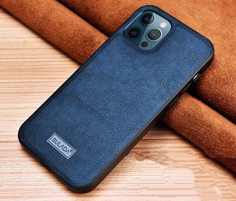 Чехол-бампер-панель-накладка MyPads на iPhone 14 Pro из износостойкого силикона со вставкой из эко-кожи синий