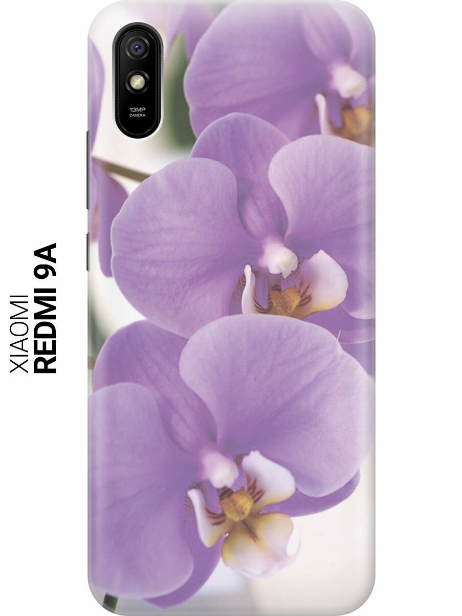 Силиконовый чехол на Xiaomi Redmi 9A, Сяоми Редми 9А с принтом "Сиреневые орхидеи"