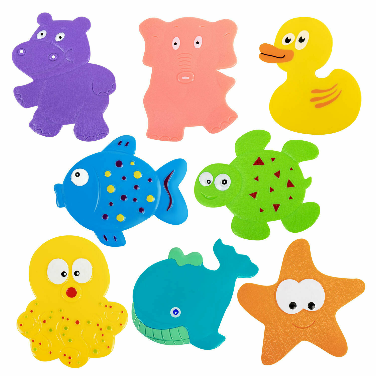 Упаковка 2 шт. Мини-коврик для ванной набор 8 штук, ассорти, BRAUBERG KIDS, картонная коробка, 665186