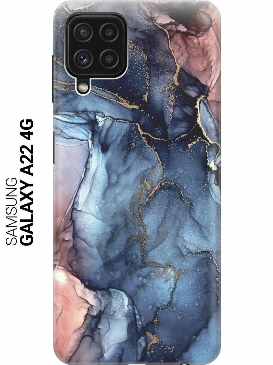 Силиконовый чехол на Samsung Galaxy A22, M32, M22, Самсунг А22, М32, М22 с принтом "Сине-розовый мрамор"