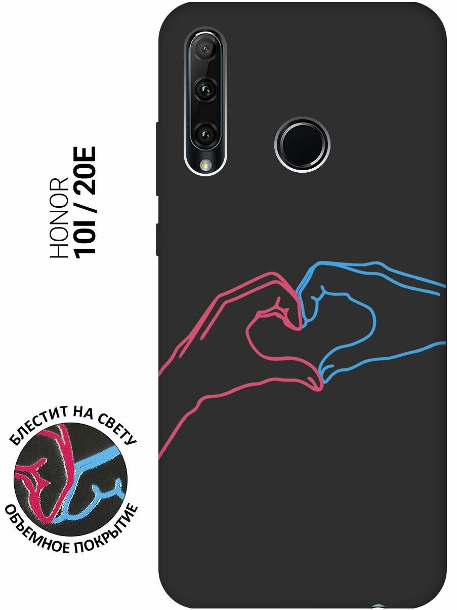 Матовый Soft Touch силиконовый чехол на Honor 10i, 20e, Хонор 10 ай, 20е с 3D принтом "Fall in Love" черный