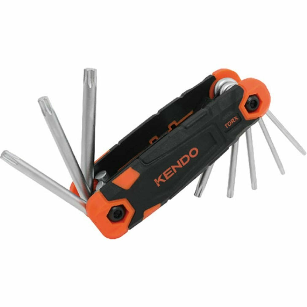 Складной набор ключей KENDO Torx 8 шт 20718, антикоррозийное покрытие, стальная конструкция с рукояткой