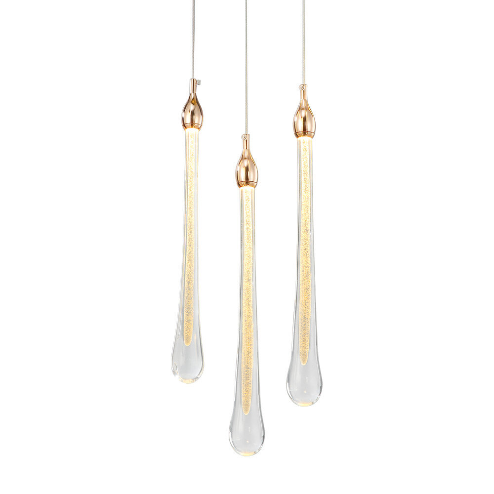 Подвесной светильник Delight Collection Teardrop Teardrop 3 gold OM801670-3-G, Прозрачный/Золотой, LED, 3 x 1 Вт.