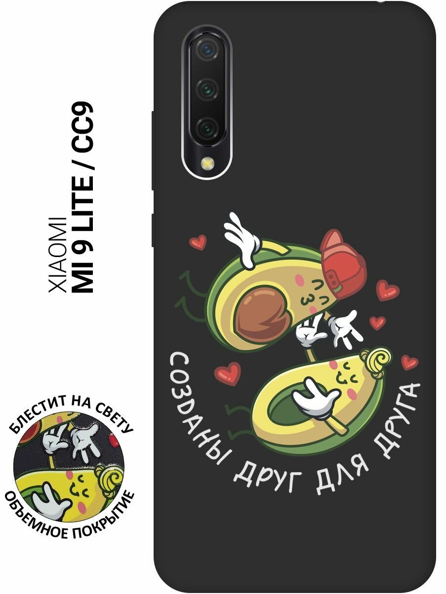 Матовый Soft Touch силиконовый чехол на Xiaomi Mi 9 Lite, CC9, Сяоми Ми 9 Лайт, Ми СС9 с 3D принтом "Avo-Love" черный матовый