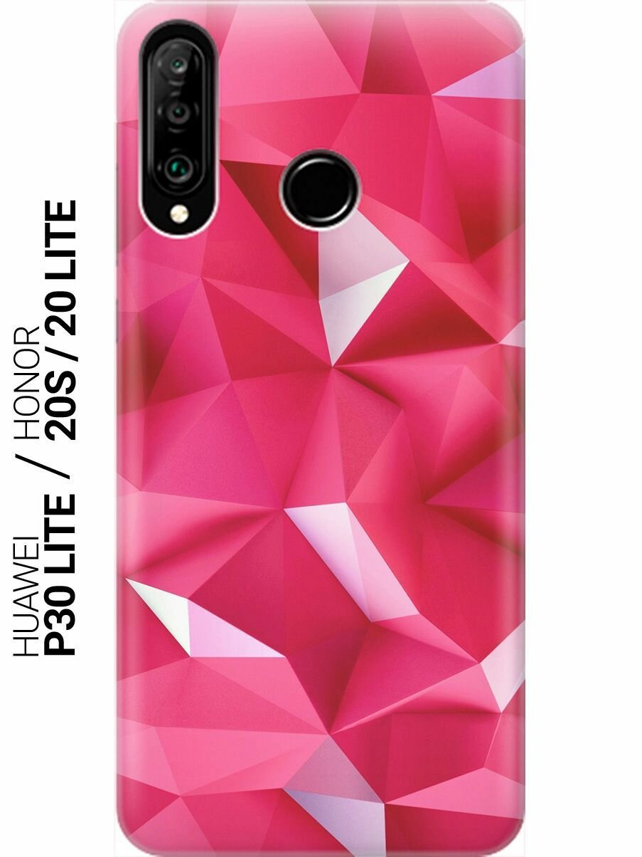 Силиконовый чехол на Huawei P30 Lite, Honor 20 Lite, Honor 20s, Хуавей П30 Лайт, Хонор 20 Лайт, Хонор 20s с принтом "Малиновые ромбы"