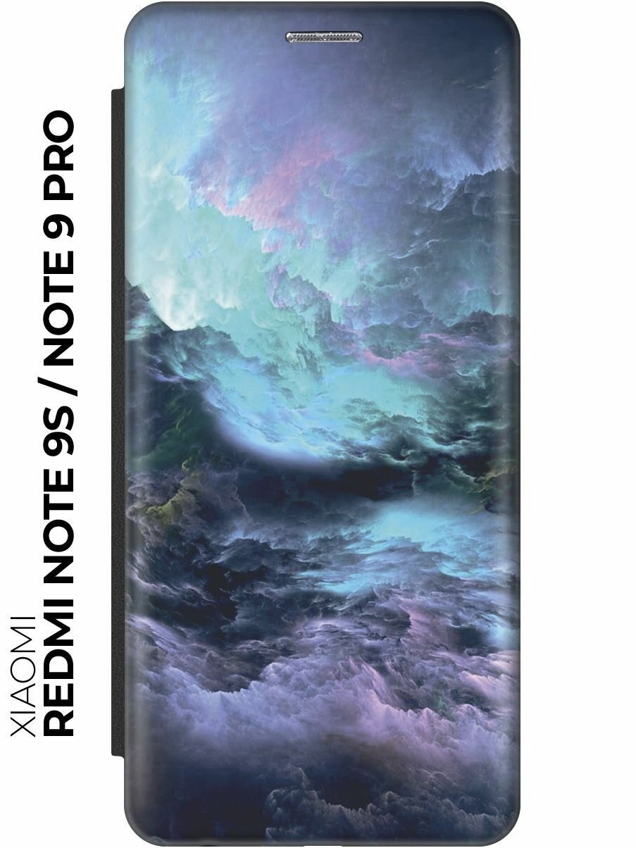 Чехол-книжка Грозовое небо на Xiaomi Redmi Note 9s / Note 9 Pro / Сяоми Редми Ноут 9с / Ноут 9 Про черный