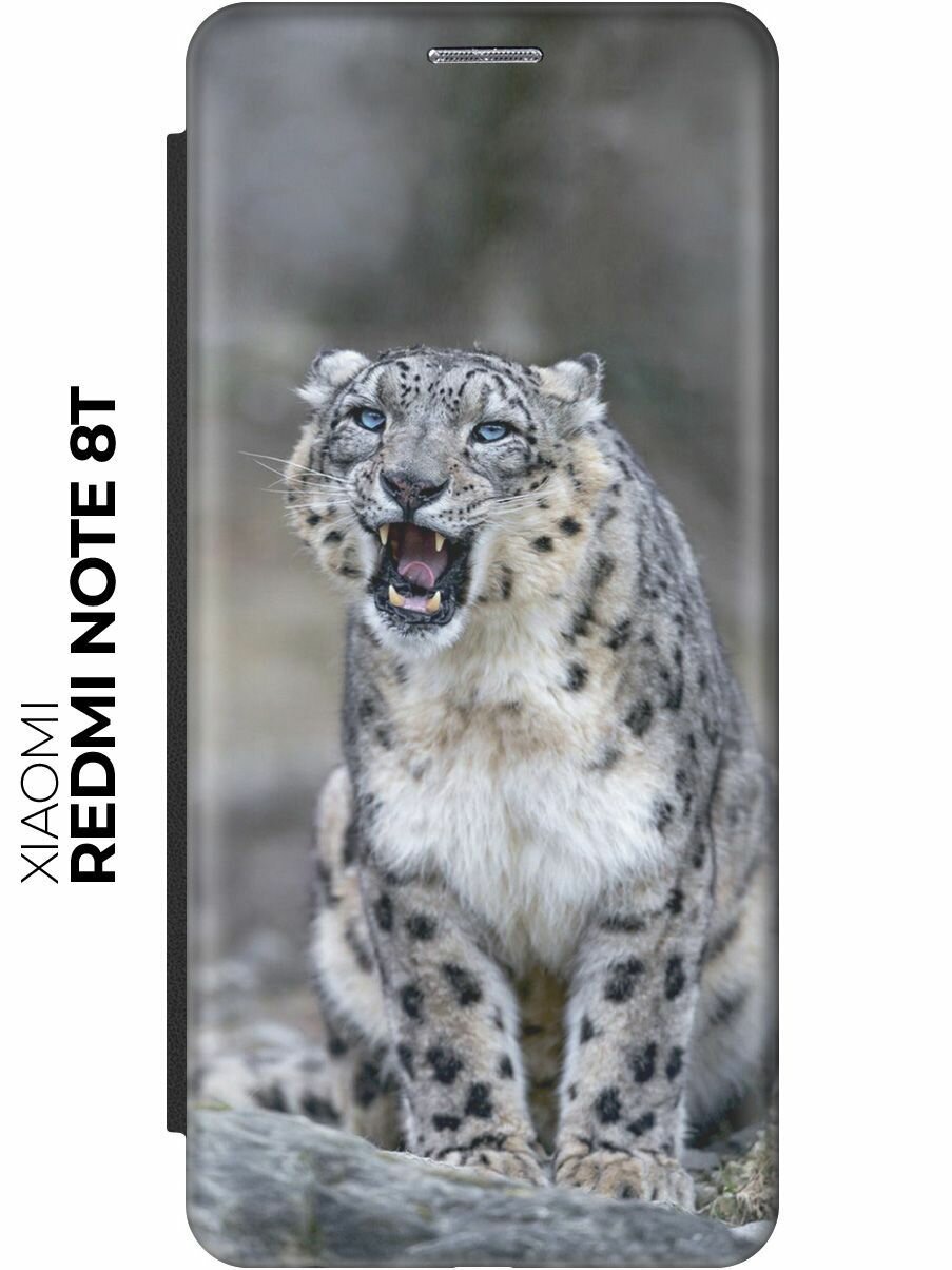 Чехол-книжка Голубоглазый барс на Xiaomi Redmi Note 8T / Сяоми Редми Ноут 8Т черный