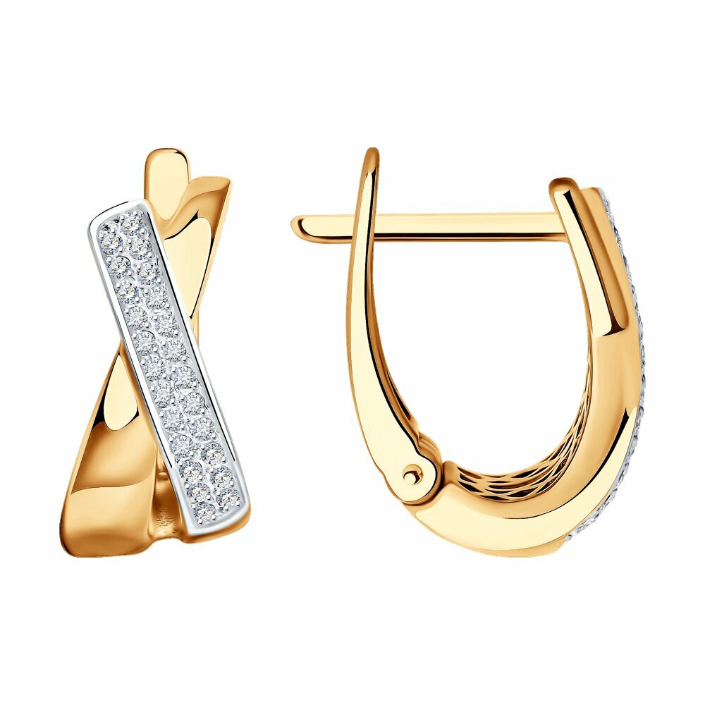 Серьги, красное золото, 585 проба, бриллиант