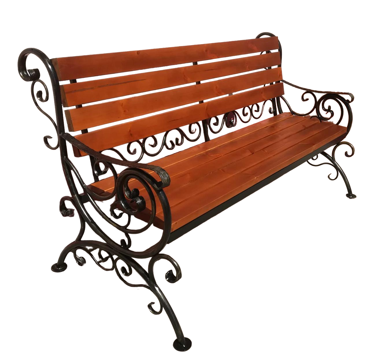 Кованая скамейка садовая, металлическая скамья, лавочка для дачи МА-1