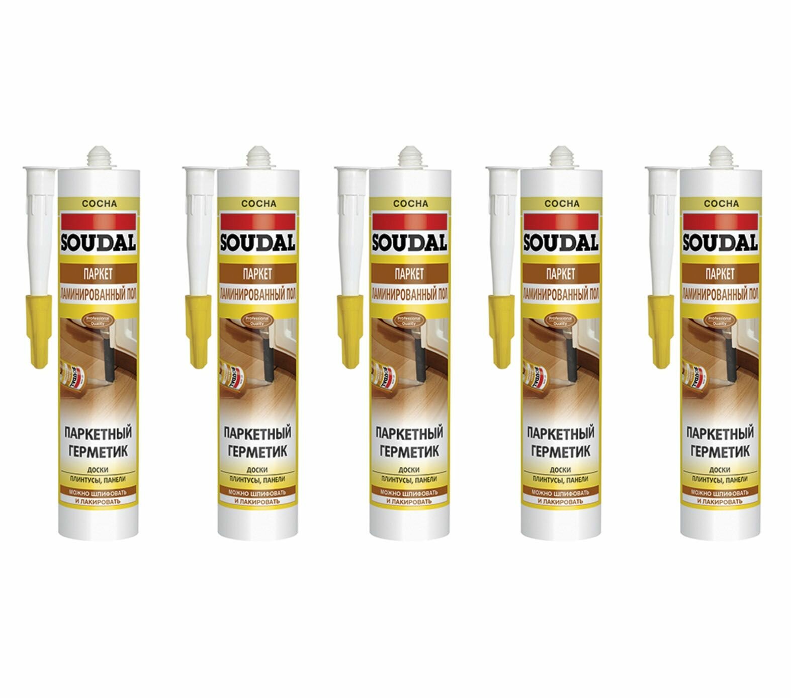 Герметик акриловый для дерева и паркета Soudal сосна 280 мл (5 шт.)