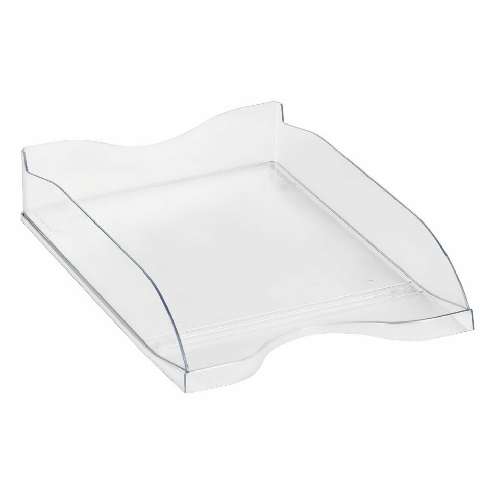 Лоток для бумаг горизонтальный СТАММ "Тропик", прозрачный, 351654