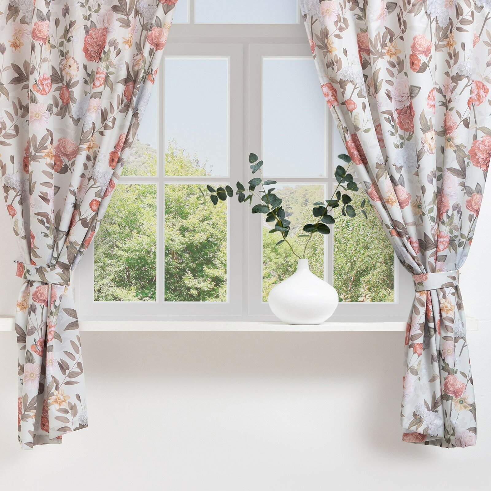 Комплект штор для кухни с подхватами Этель "Цветущий сад" 145х180 см - 2 шт, 100% п/э, 9350985