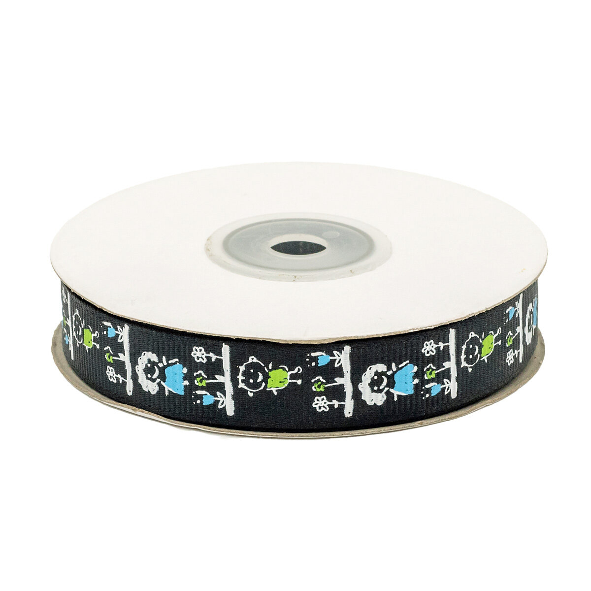 Лента репсовая декоративная Айрис 'Дети', 1,5см*20м, полиэстер (черный)