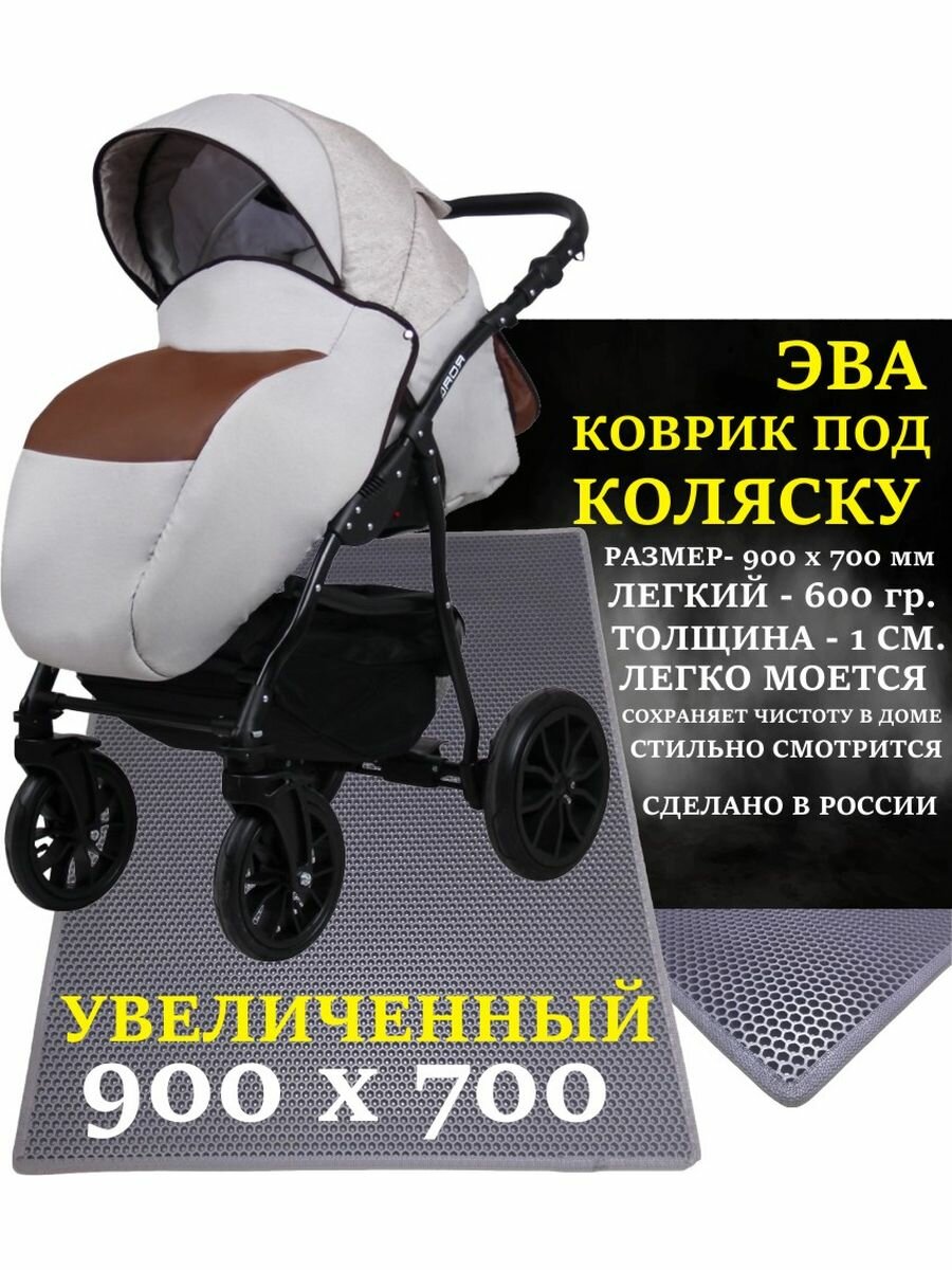 Защитный коврик увеличенный под детскую коляску Gefest 900х700, Серый