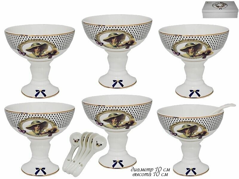 Набор креманок с ложками 6шт фарфор, 10см Lenardi, Paris