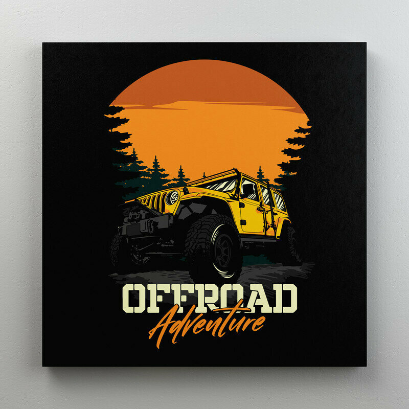 Интерьерная картина на холсте "Иллюстрация - машины оффроуд" размер 25x25 см