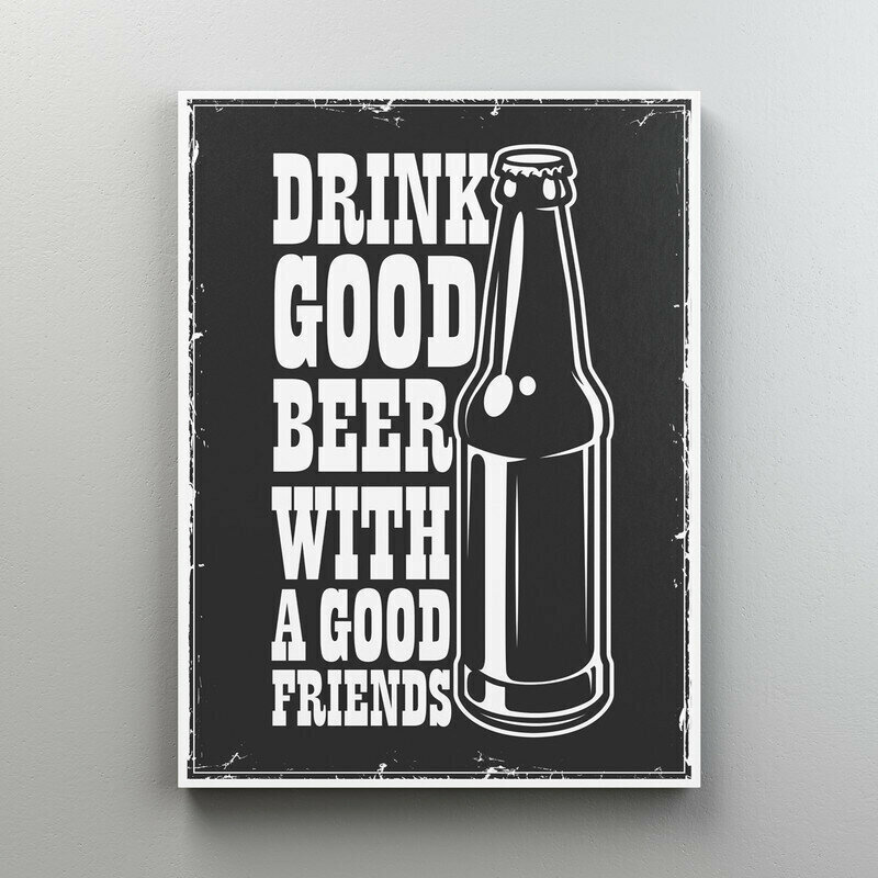 Интерьерная картина на холсте "Отличное пиво, для кухни, кафе и ресторанов" размер 22x30 см