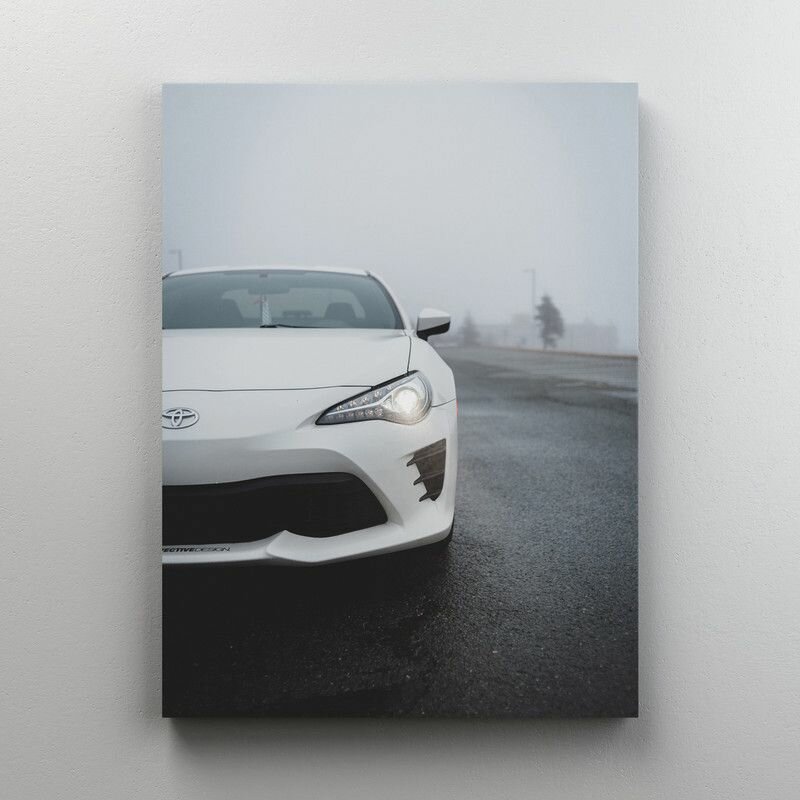 Интерьерная картина на холсте "Белый Toyota 86 - Спортивные японские автомобили" размер 45x60 см