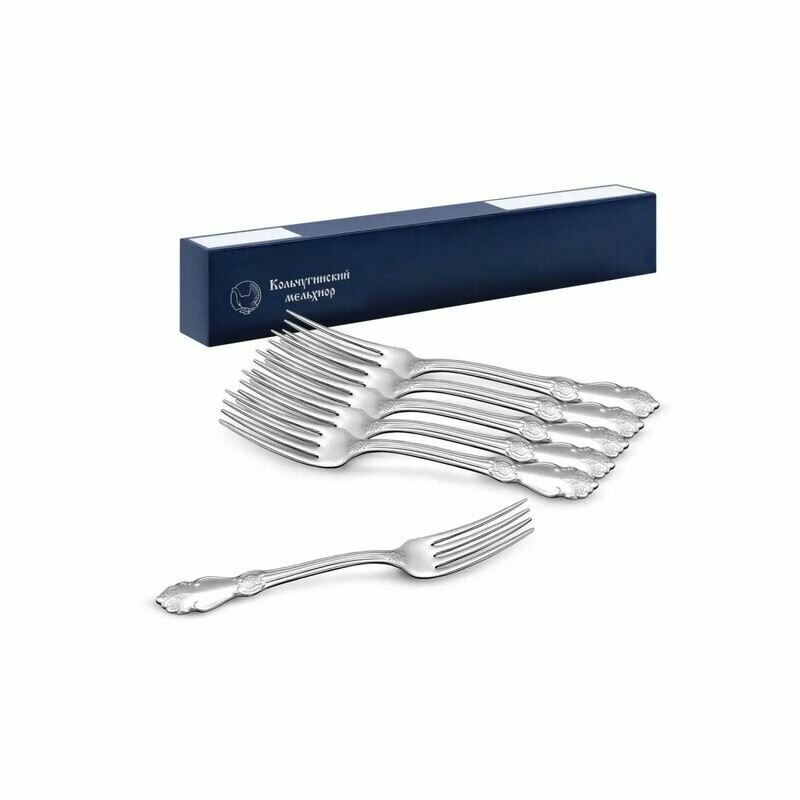 Кольчугинский мельхиор Набор десертных вилок "Серебряная роза" посеребрение 6 пр. (КМ7870601)