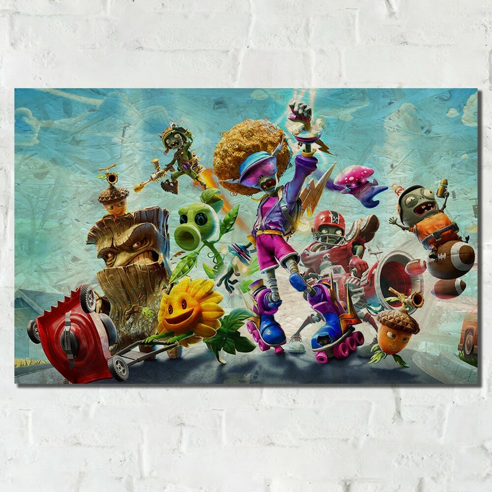 Картина интерьерная на рельефной доске ОСП Игры Растения против Зомби - 15156