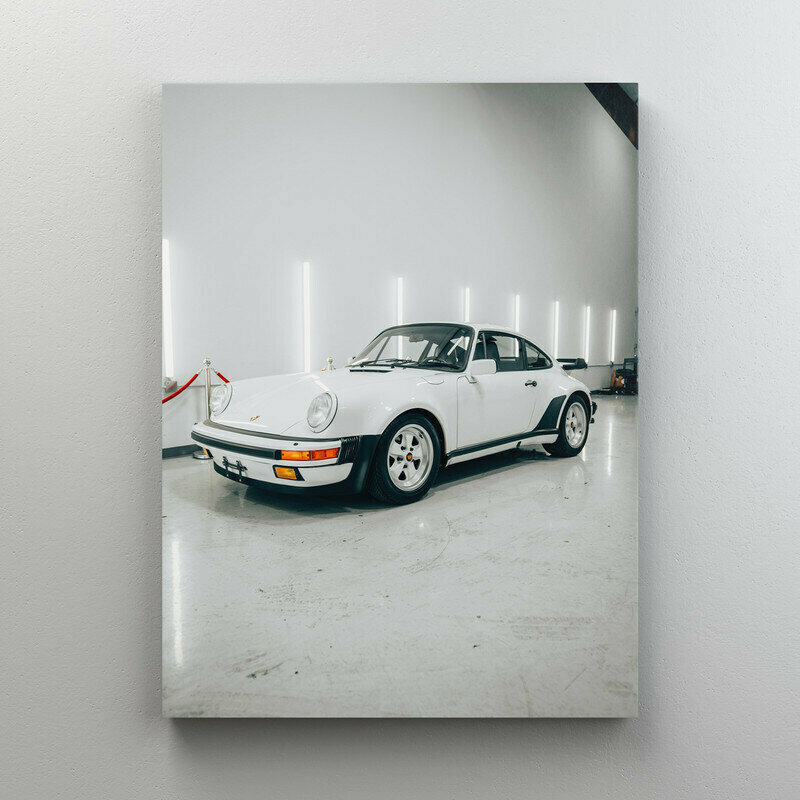 Интерьерная картина на холсте "Белый Порше", размер 22x30 см