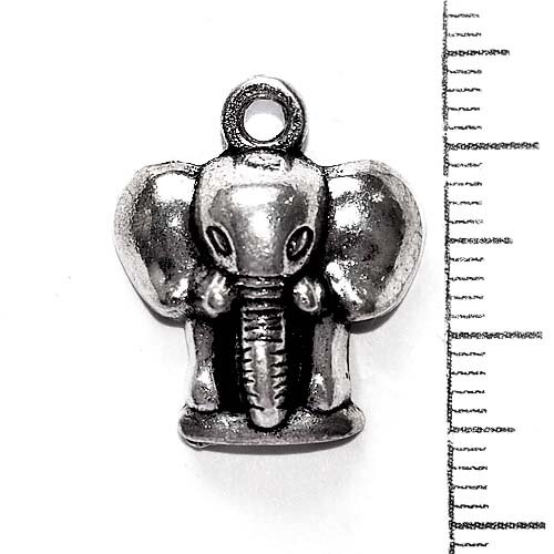 Фурнитура для бижутерии Подвеска Слон выпуклый 0008897 серебряный цвет 20x17 мм, цена за 10 шт.