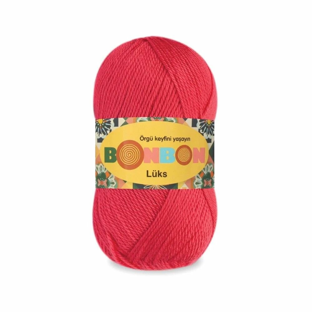 Пряжа Bonbon luks Nako, яр. коралл - 98299, 100% акрил, 5 мотков, 100 г, 240 м.