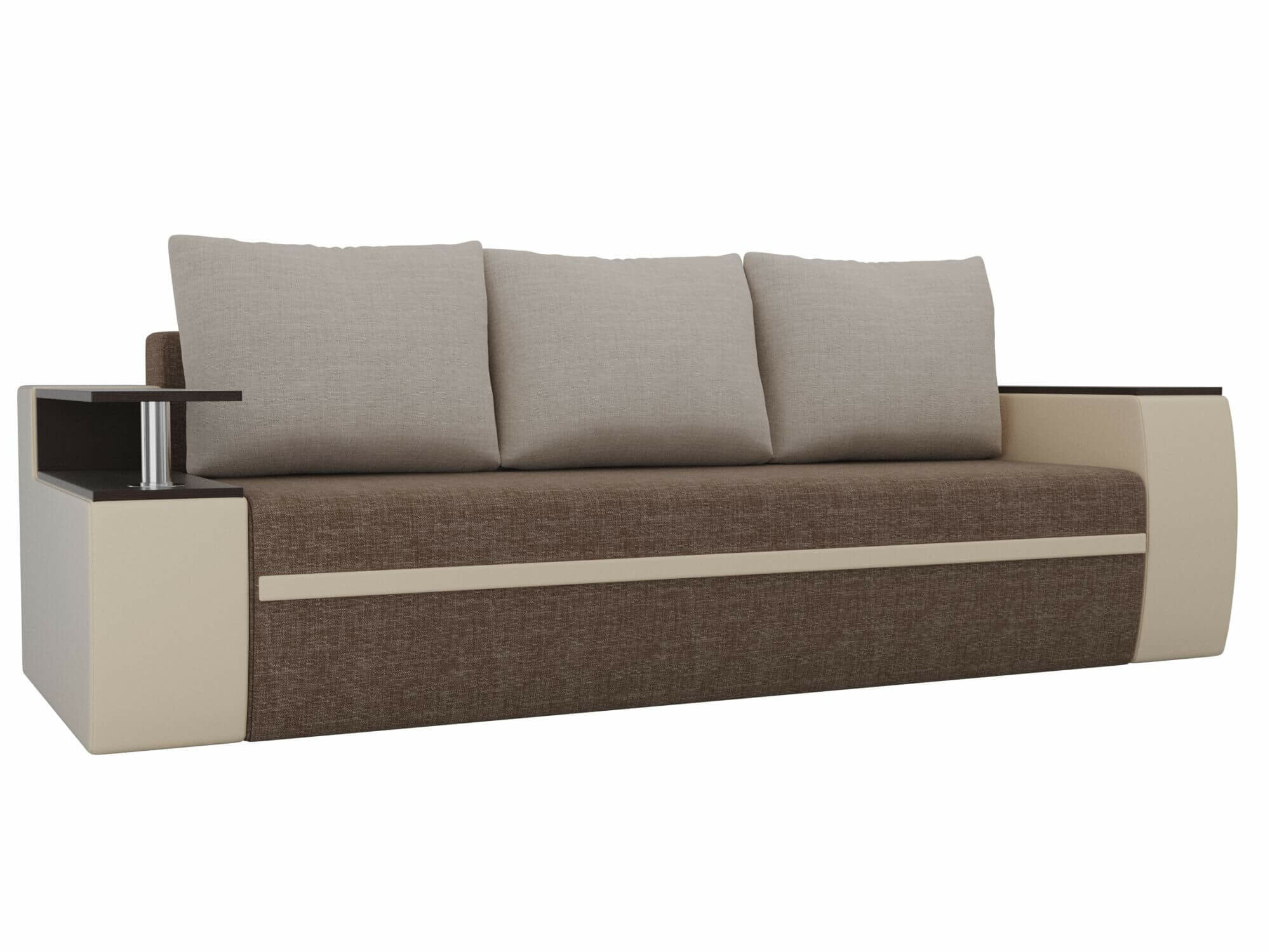 Artum Прямой диван Майами рогожка коричневый эко кожа бежевый