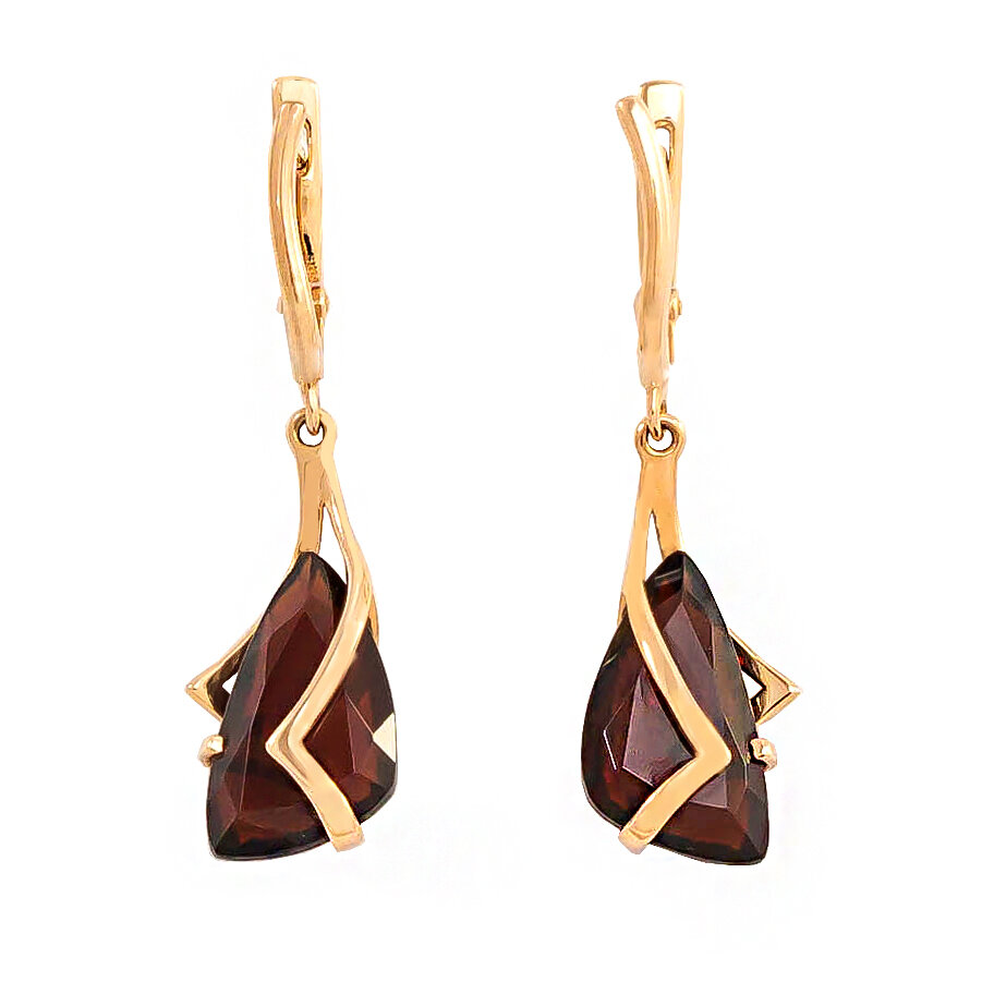 Серьги, красное золото, 585 проба, гранат