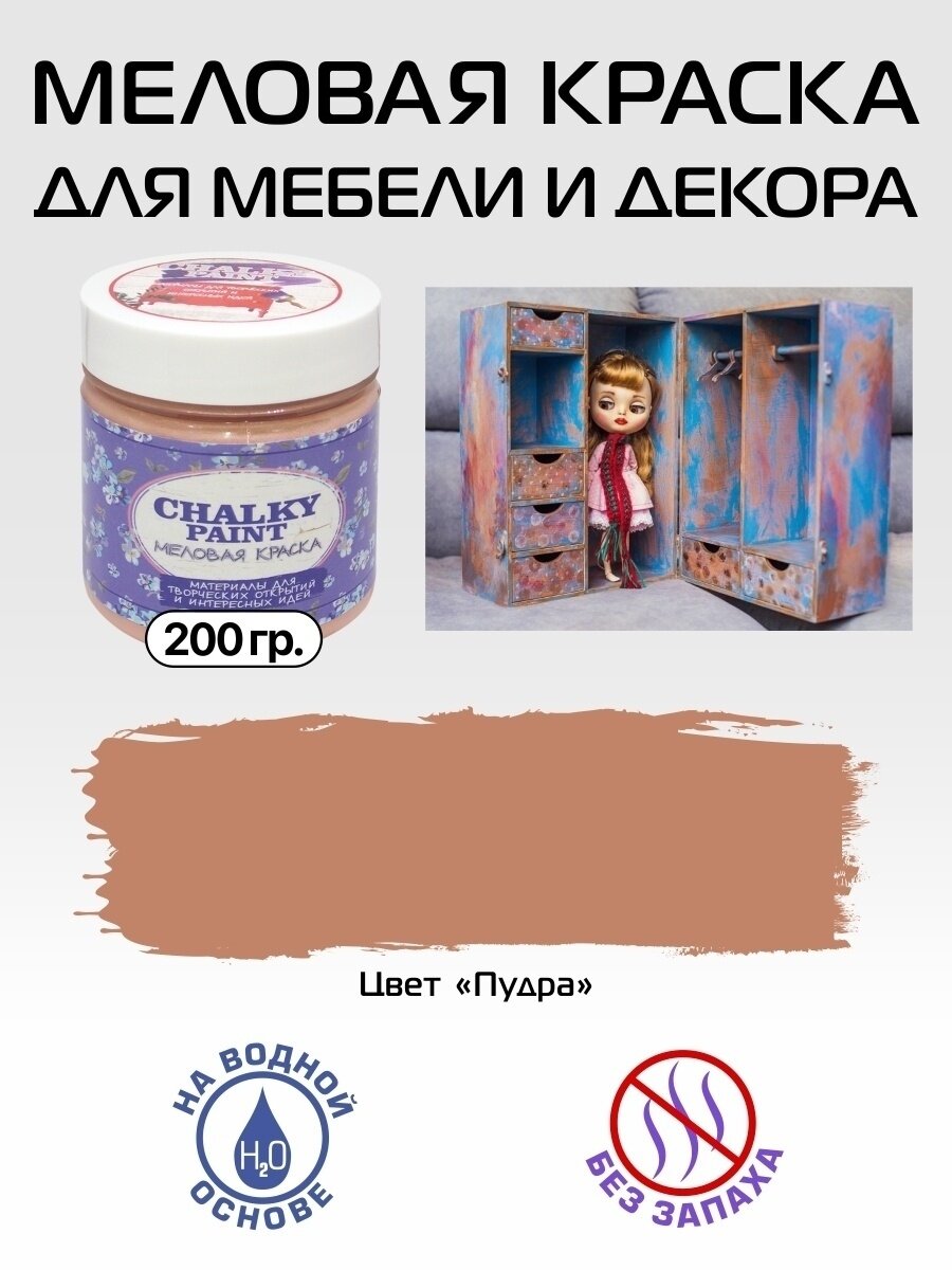Краска для мебели и декора Chalky Paint меловая, пудра, 200 г