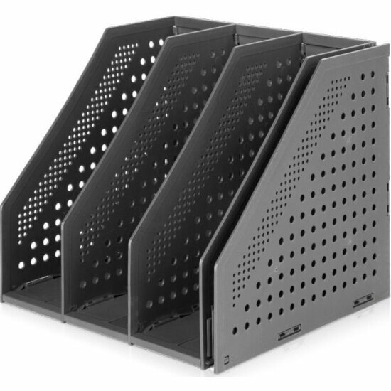 Накопитель Deli вертикальный 78996DGrey складной 4 отделения темно-серый