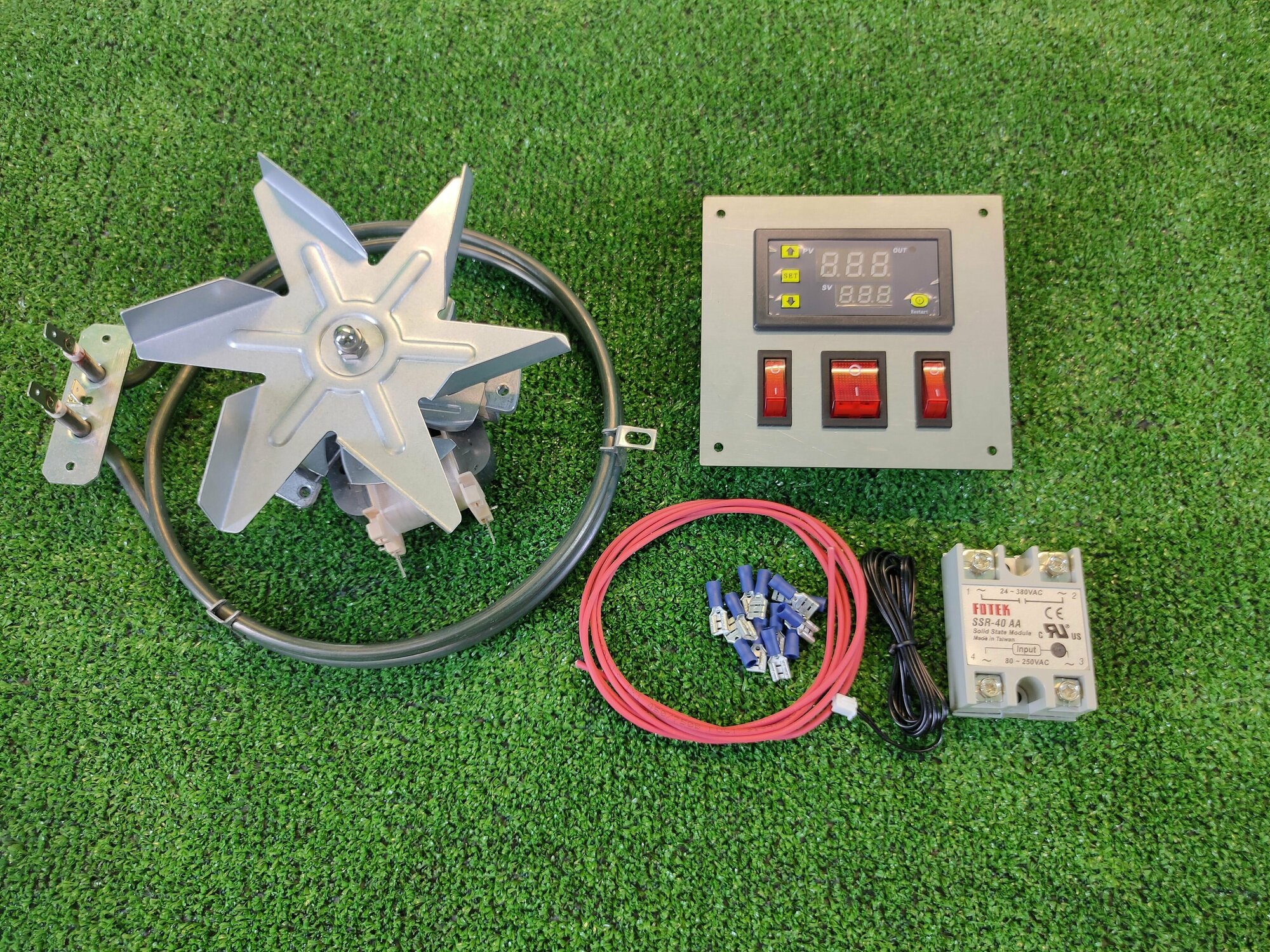 Набор конвекции коптильни №32. Панель, Таймер, Вентилятор, терморегулятор, ТЭН 2.4кВт, твердотел 6кВт