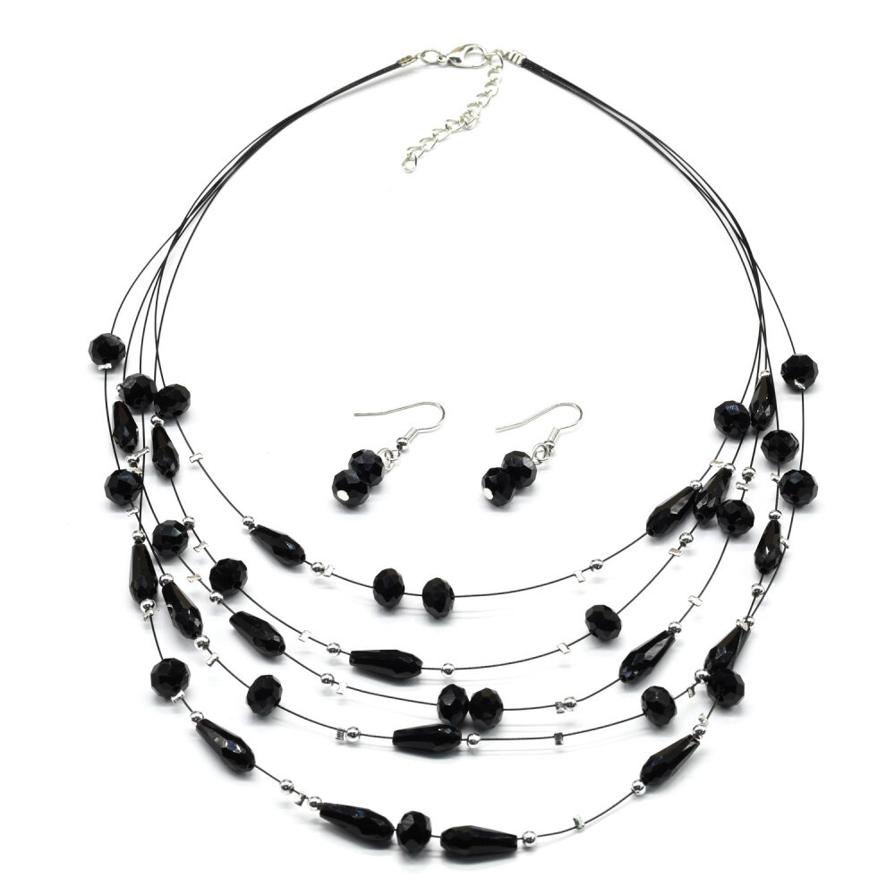 Комплект бижутерии: серьги, колье, циркон