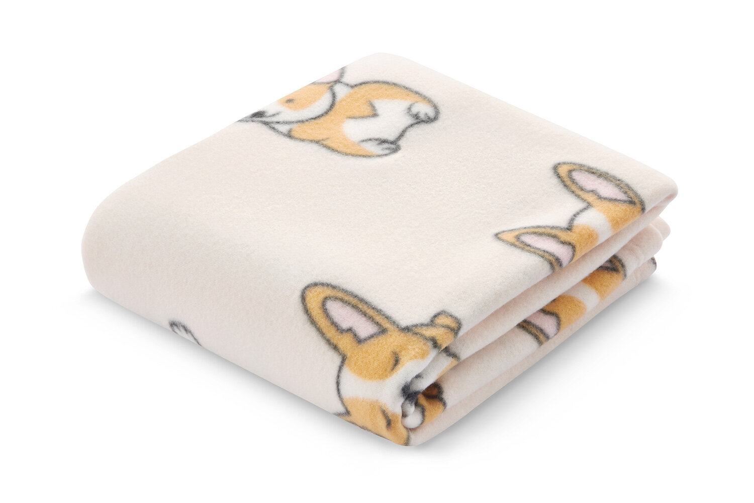 Плед MICASA Corgi, 120х160 см, флис, полиэстер, с принтом, цвет бежевый